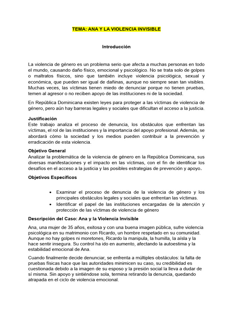 TEMA Ana y La Violencia Invisible | PDF | Violencia | Sicología