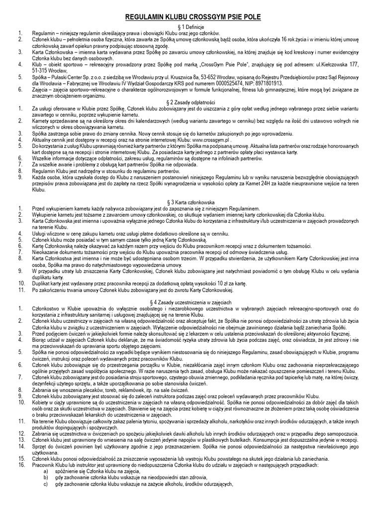 Regulamin 10 2024 | PDF