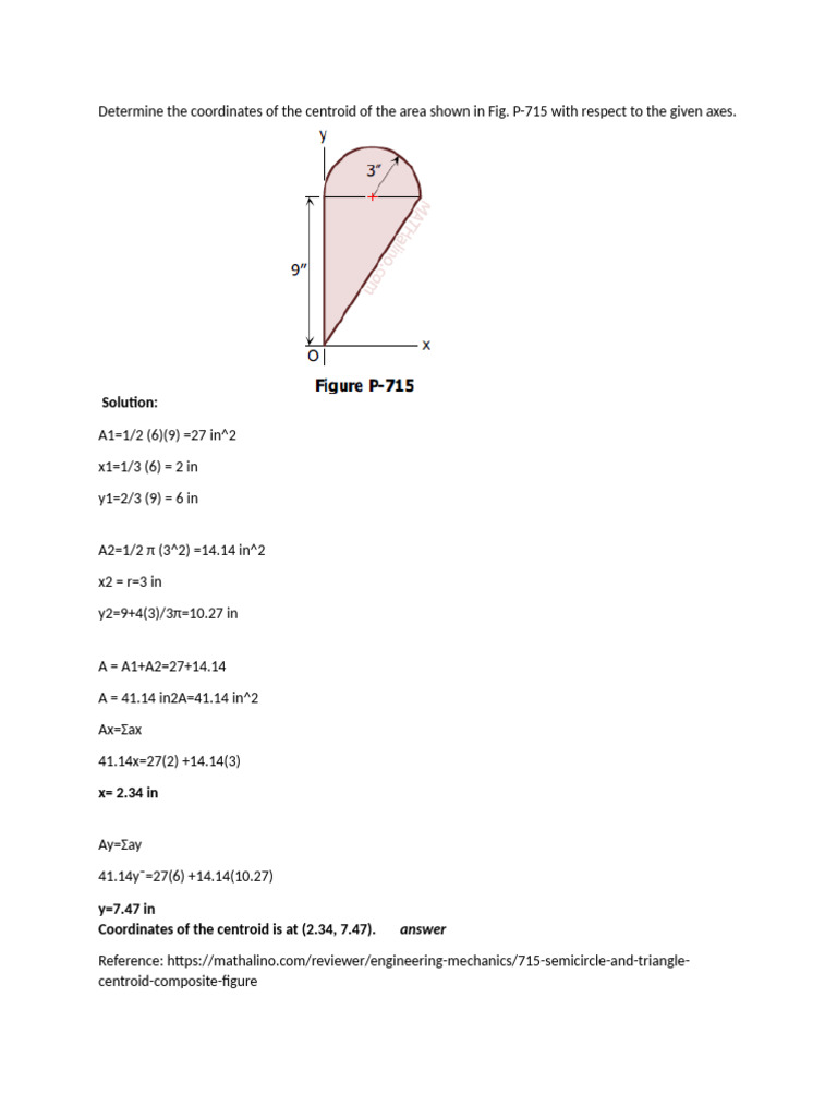 Centroid Sample Problem | PDF