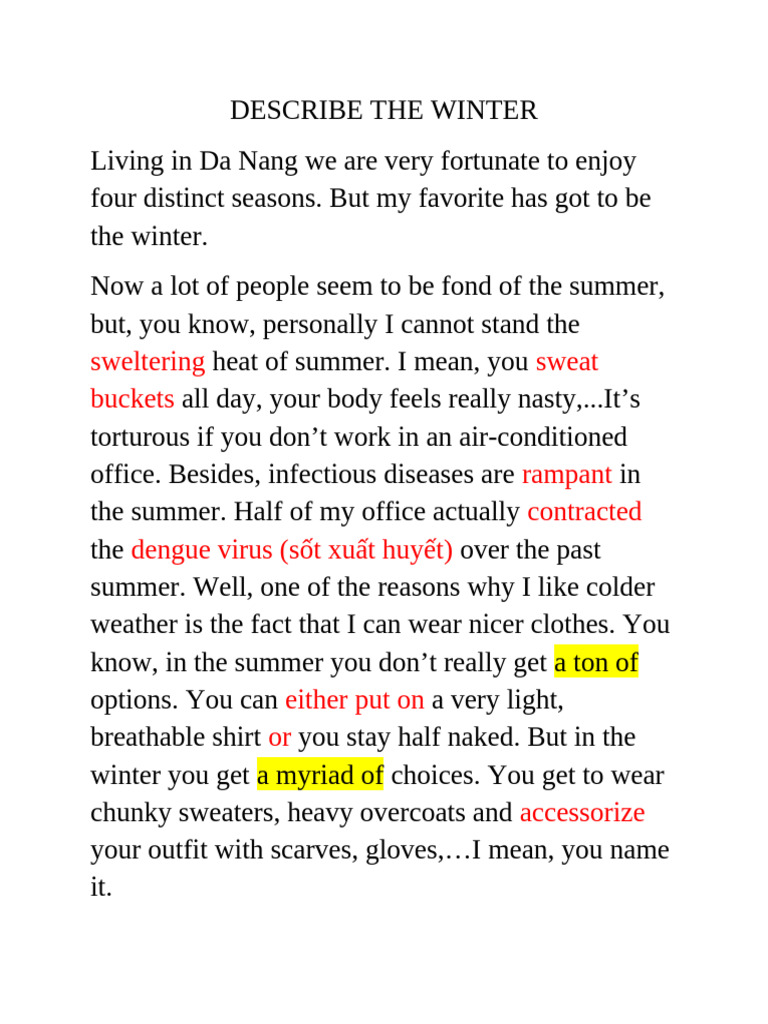 Describe The Winter | PDF