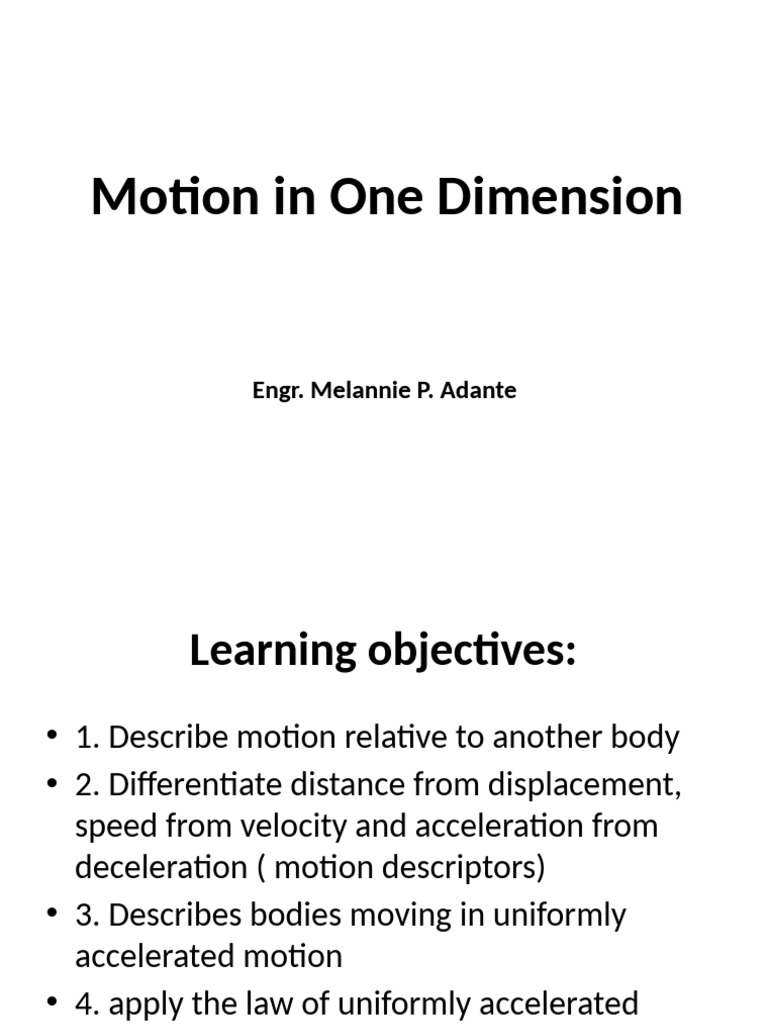 Understanding Motion in One Dimension | PDF | Acceleration | Velocity
