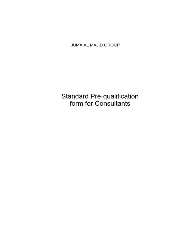 Consultant Pre-Qualification Form | PDF | Joint Venture | Audit