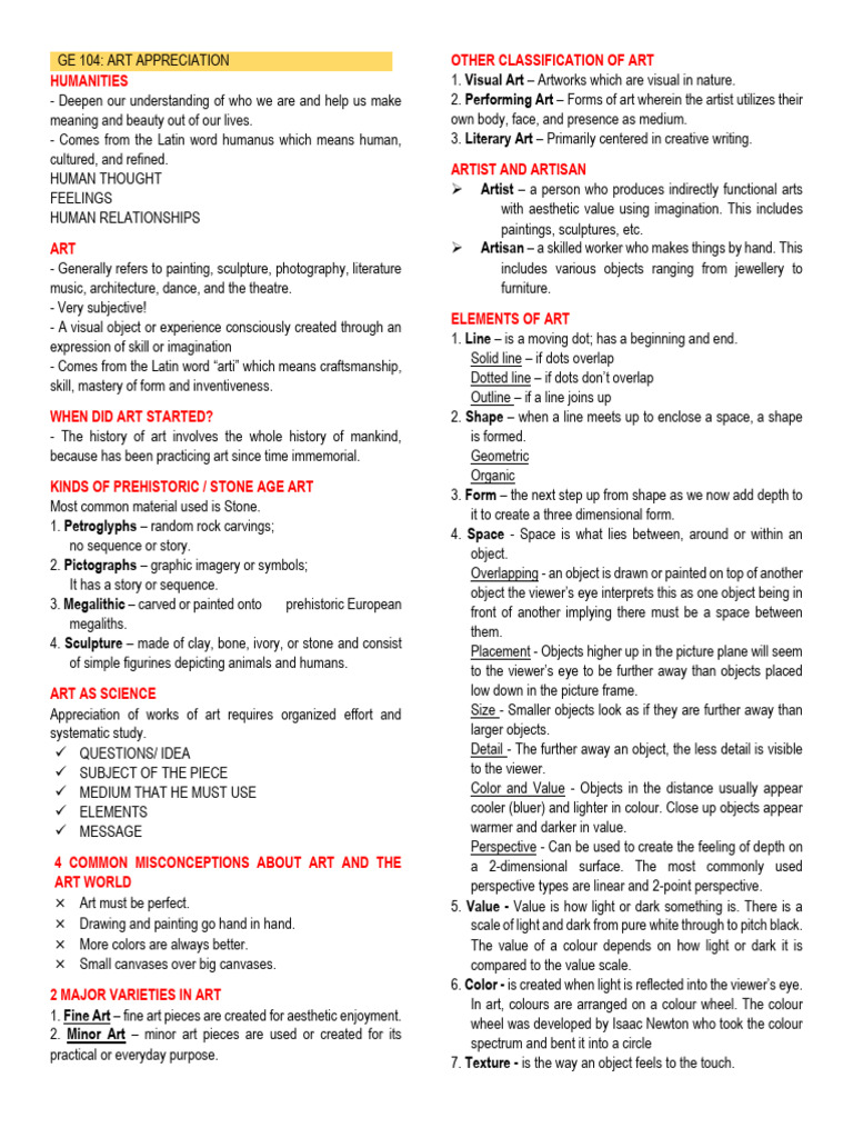 Art Appreciation Reviewer | PDF | Paint | Acrylic Paint