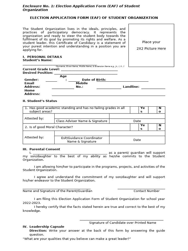 Election Application Form EAF | PDF