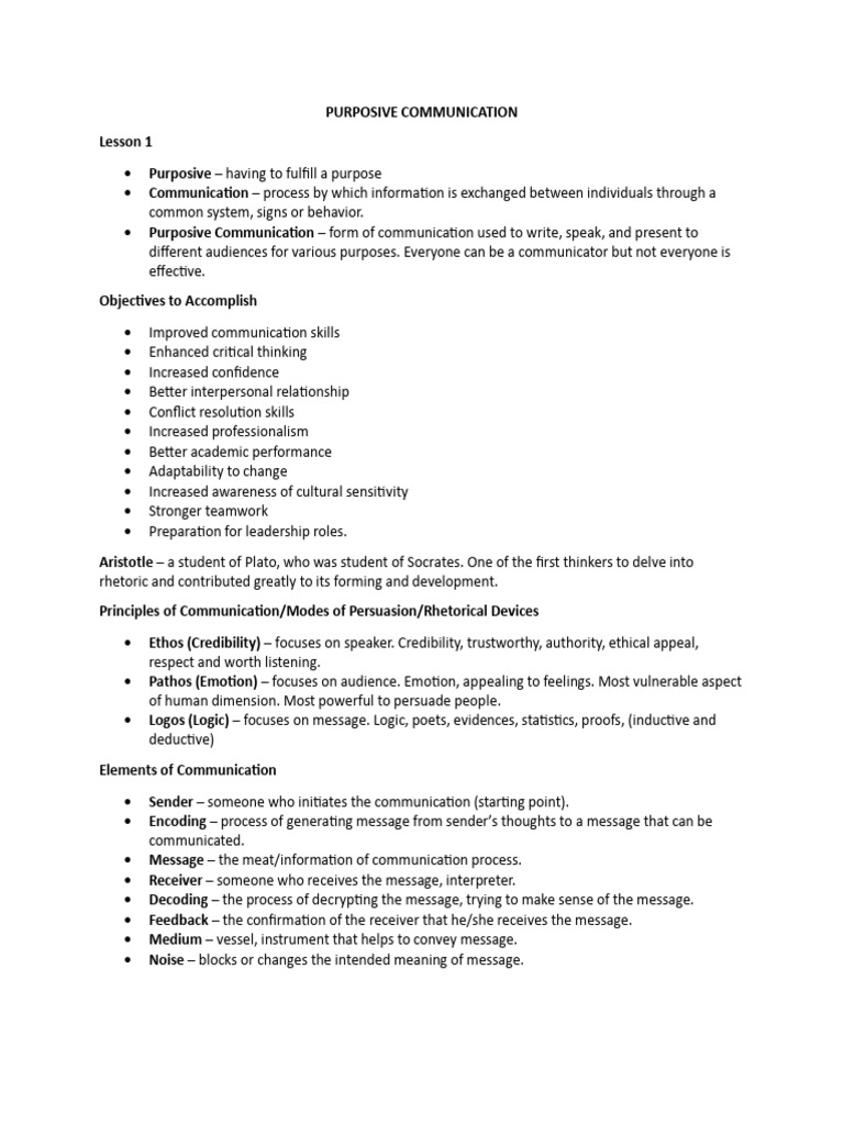 Purposive Communication Reviewer | PDF | Communication | Disability