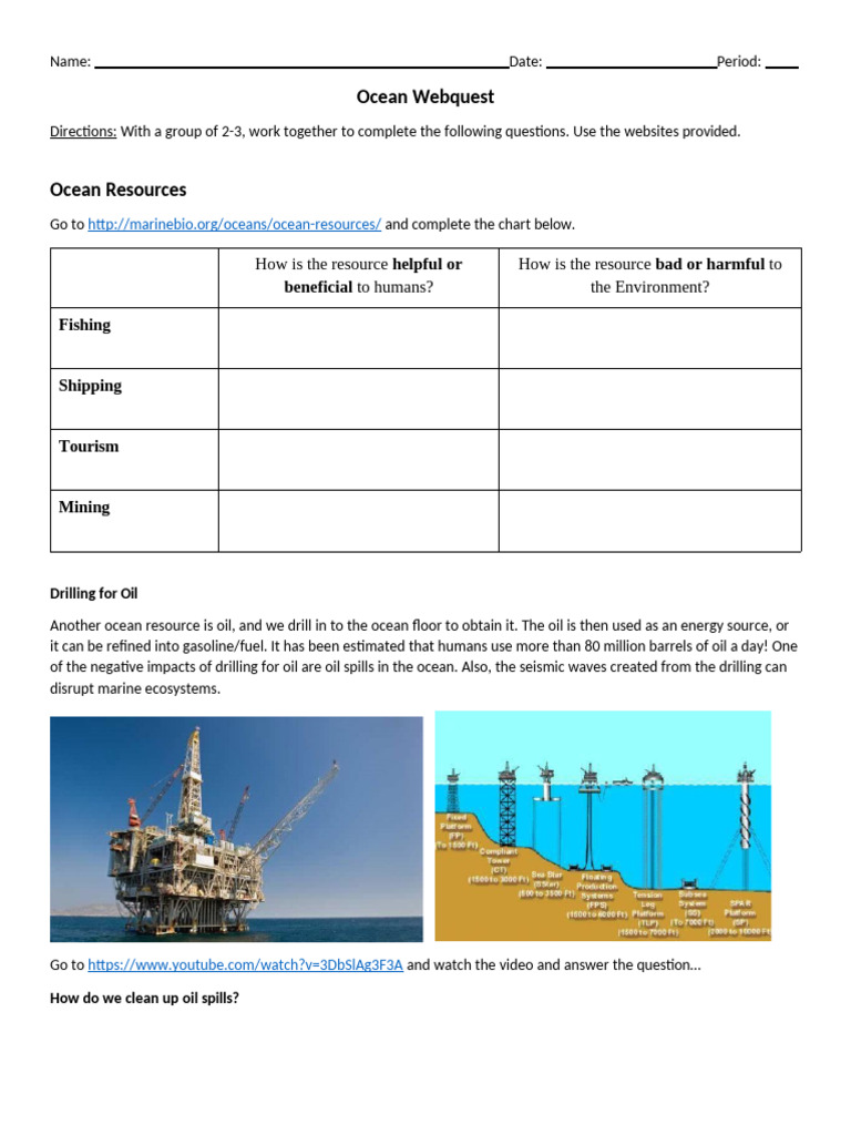 Ocean Webquest | PDF | Oceans | Earth Sciences