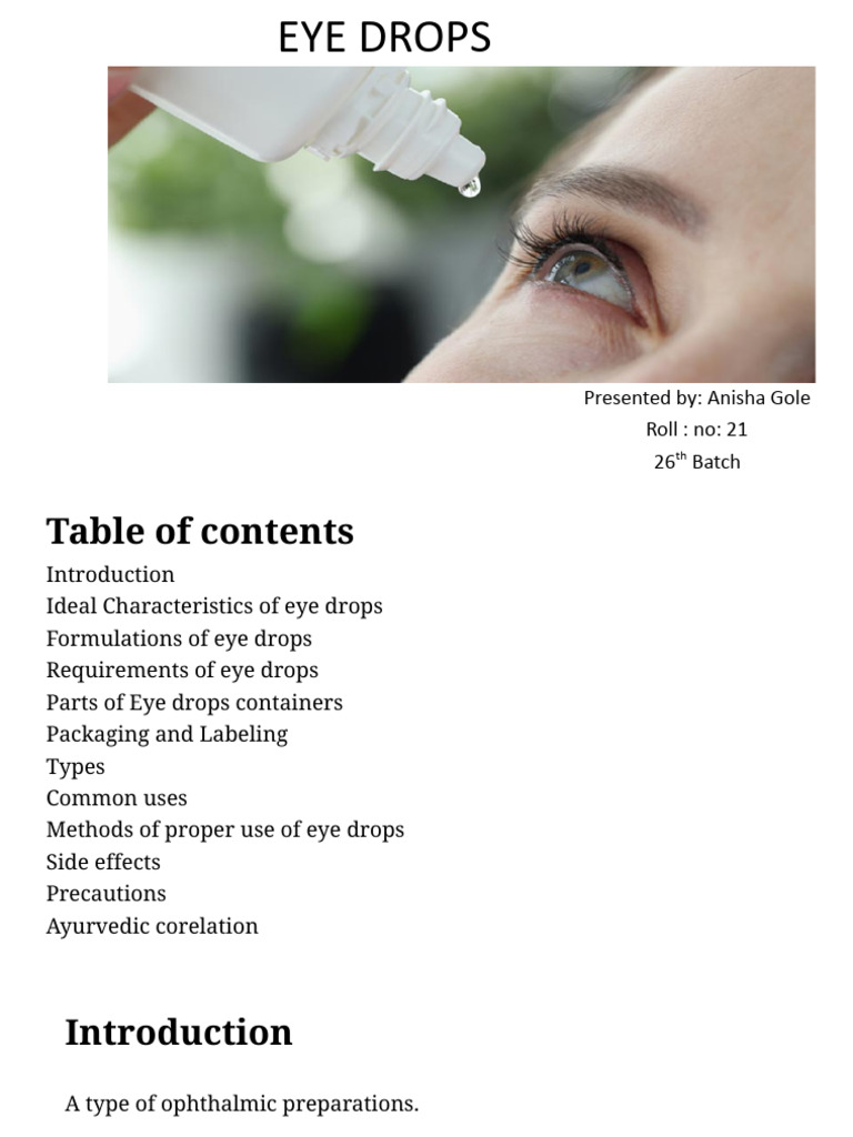 EYE DROPS ppt | PDF | Medical Specialties | Clinical Medicine
