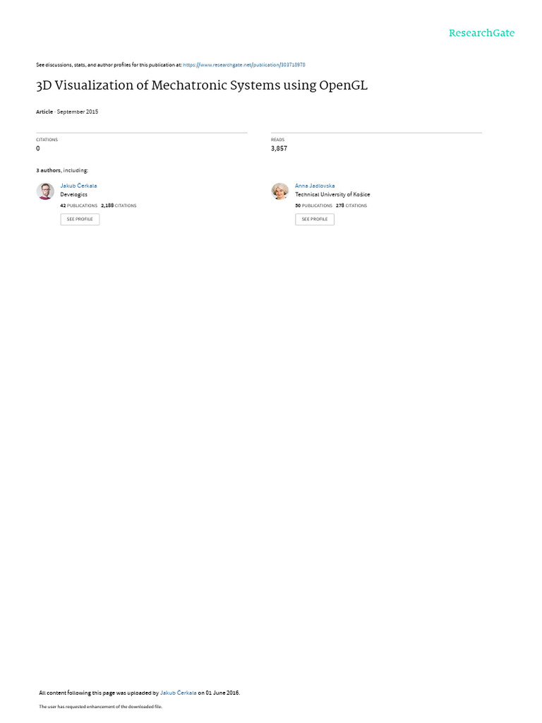 3D Visualization of Mechatronic Sytems Using OpenGL | PDF | 3 D Computer Graphics | Kinematics
