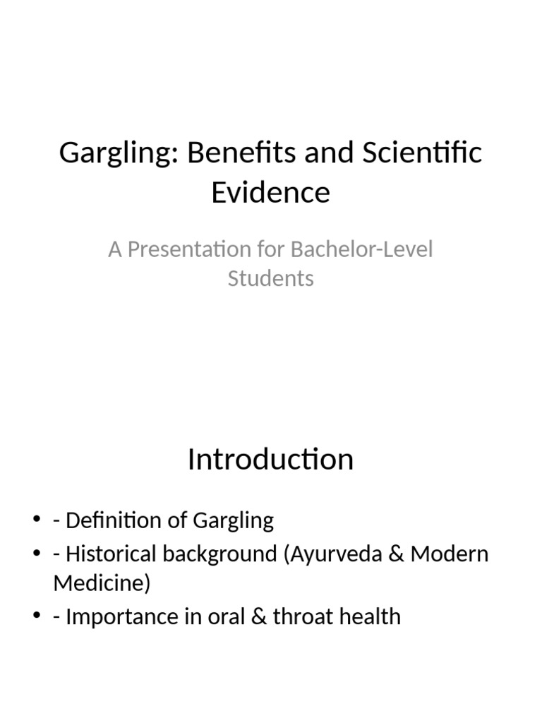 Gargling: Health Benefits & Methods | PDF