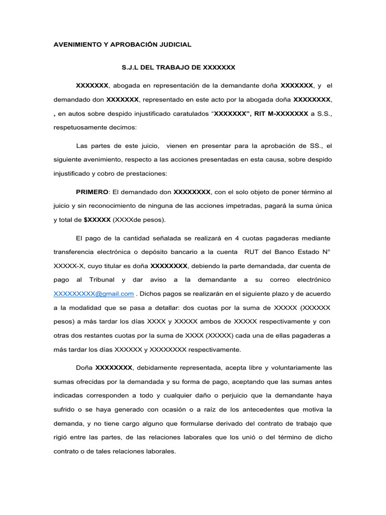 Avenimiento Laboral | PDF | Pagos | Justicia