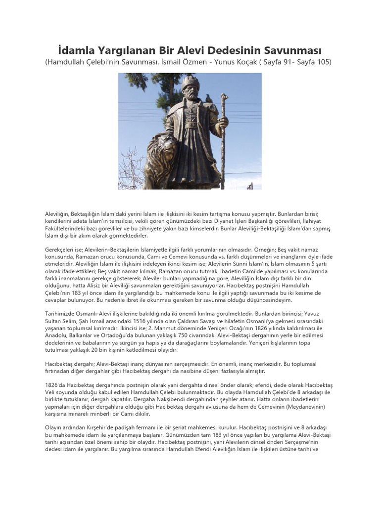 Hamdullah Çelebi'nin Savunması. İsmail Özmen - Yunus Koçak S.91 - S.105 ...