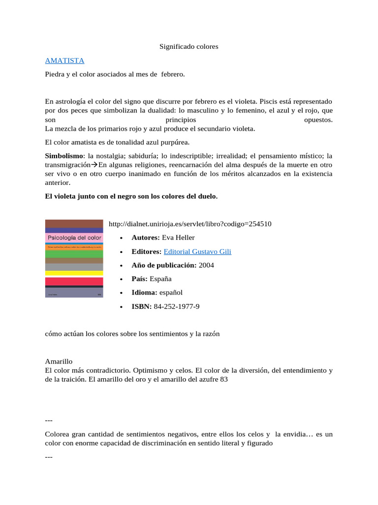 Significado y Simbolismo de Colores | PDF | Color | Negro