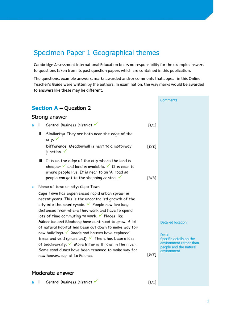 IGCSE Geography Exam Answers Guide | PDF | River | Erosion