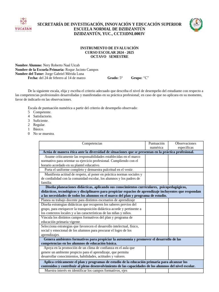 Ficha de Eval. 7° Sem 2024 | PDF | Evaluación | Aprendizaje