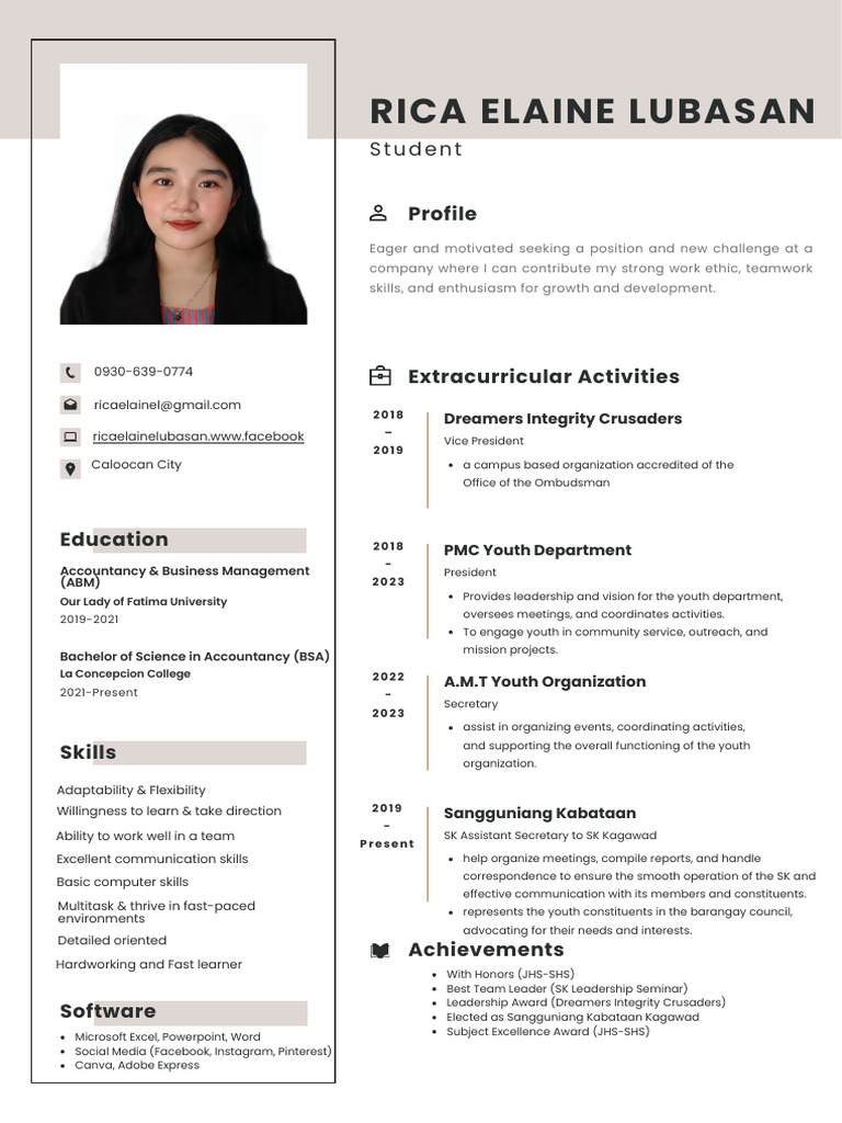 Simple Professional CV Resume (1) | PDF