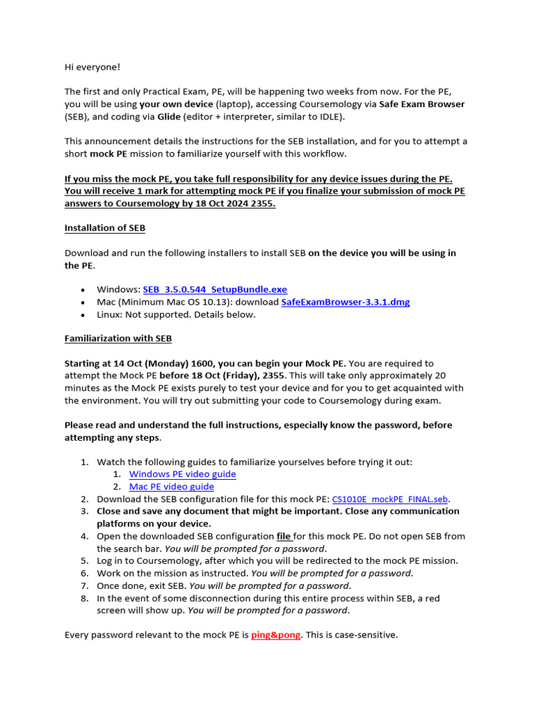 CS1010E MockPE Instruction | PDF | Computer Science | Computer Architecture