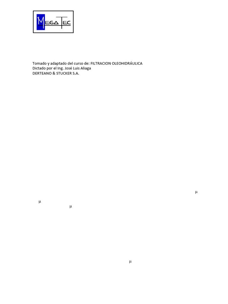 Cap 4 Filtracion Oleohidraulica 2019 | PDF | Filtración | Agua