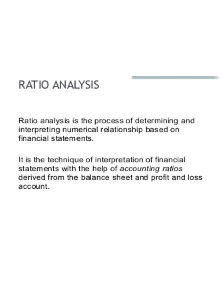 Ratio Analysis UNIT 2 (Chapter 1) | PDF