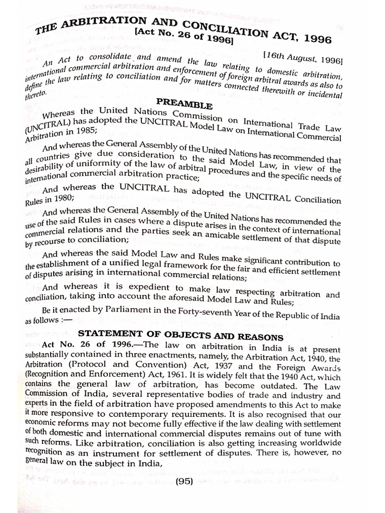 2.1,2.2 - Arbitration and Conciliation Act, 1996 | PDF