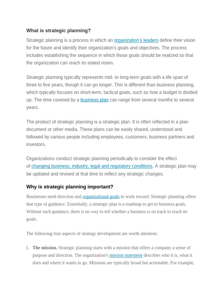 UNIT 3.1What is strategic planning | PDF | Strategic Planning | Strategic Management