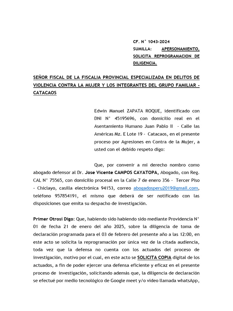 Solicita Reprogramacion EDWIN MANUEL | PDF | Justicia | Crimen y violencia