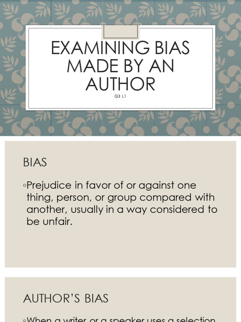 Examining Bias | PDF