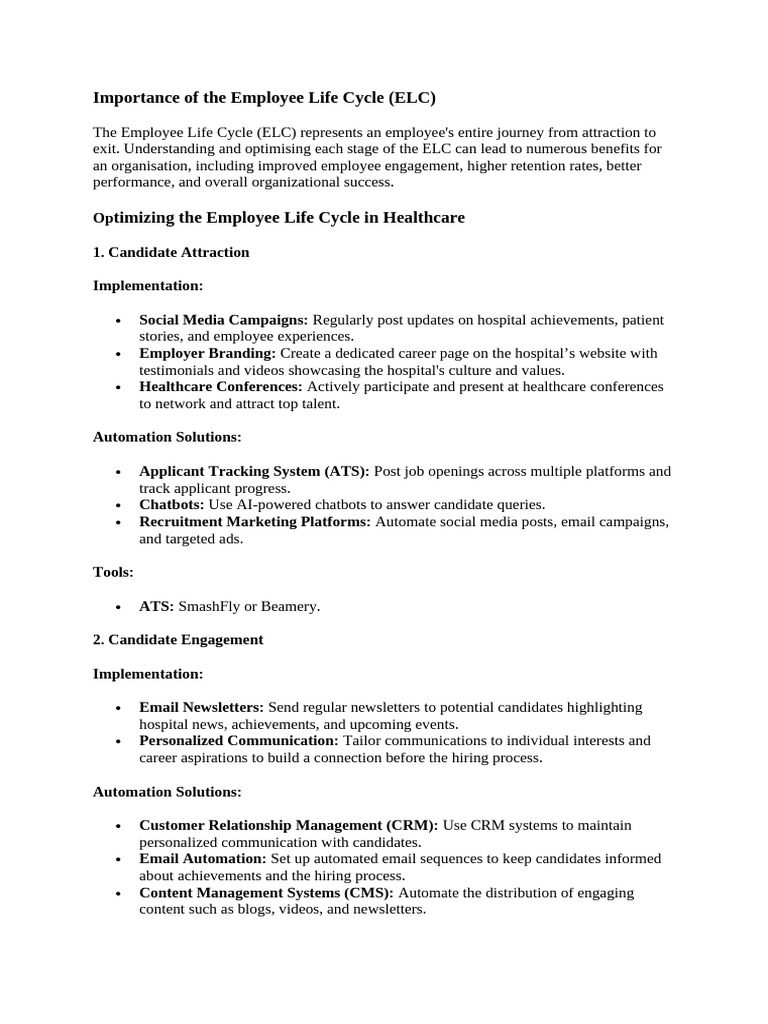 Optimizing the Employee Life Cycle in Healthcare | PDF | Customer ...