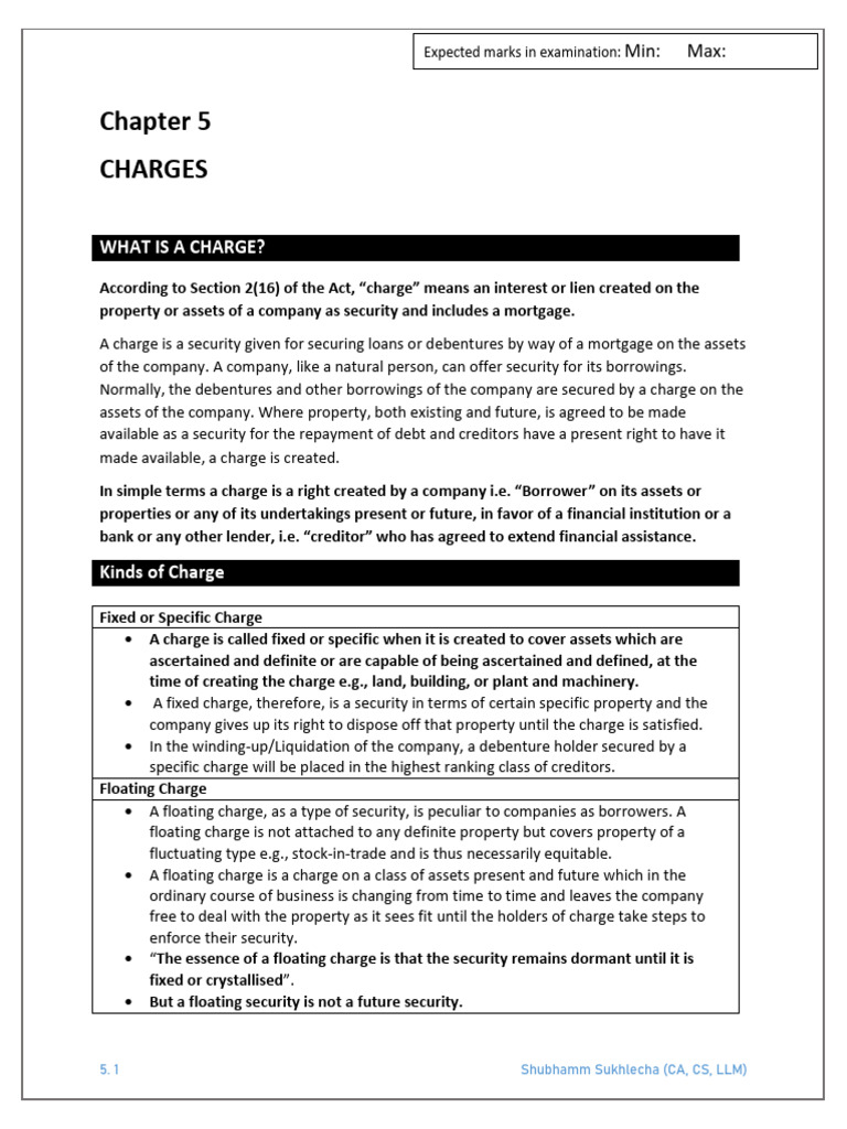 Understanding Company Charges Types | PDF | Security Interest | Liquidation