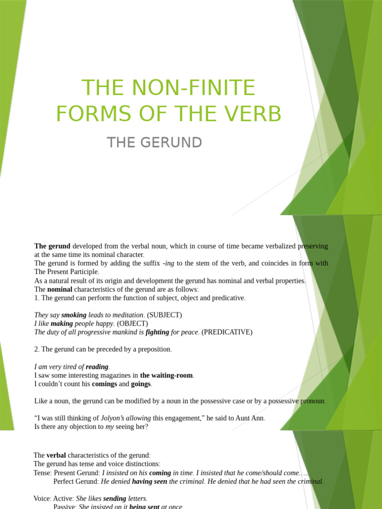 The Non-Finite Forms of The Verb - The Gerund-1 | PDF | Verb ...