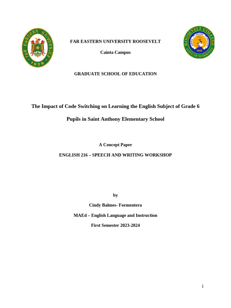 Final - Final Concept Paper | PDF | Language Acquisition | Multilingualism