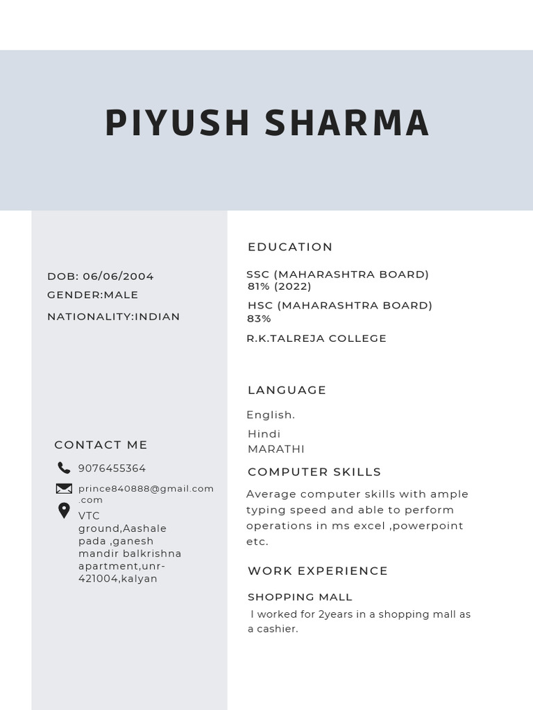 White Simple Student CV Resume | PDF