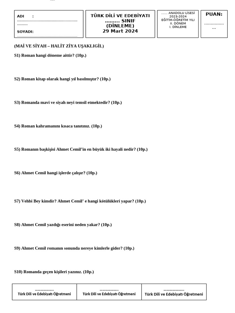 TDE-2.1-Dinleme-Sinavi | PDF