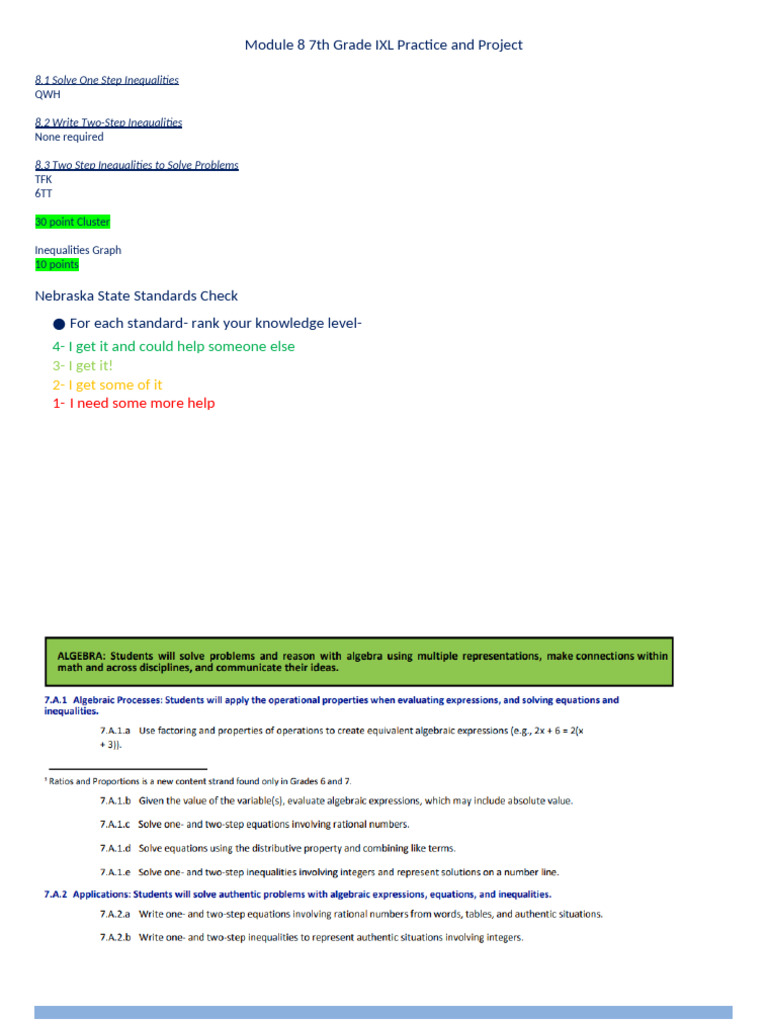 Module 8 IXL 7th Grade | PDF