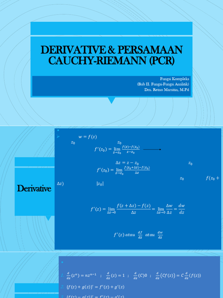7 - Derivative Persamaan Cauchy-Riemann (PCR) | PDF