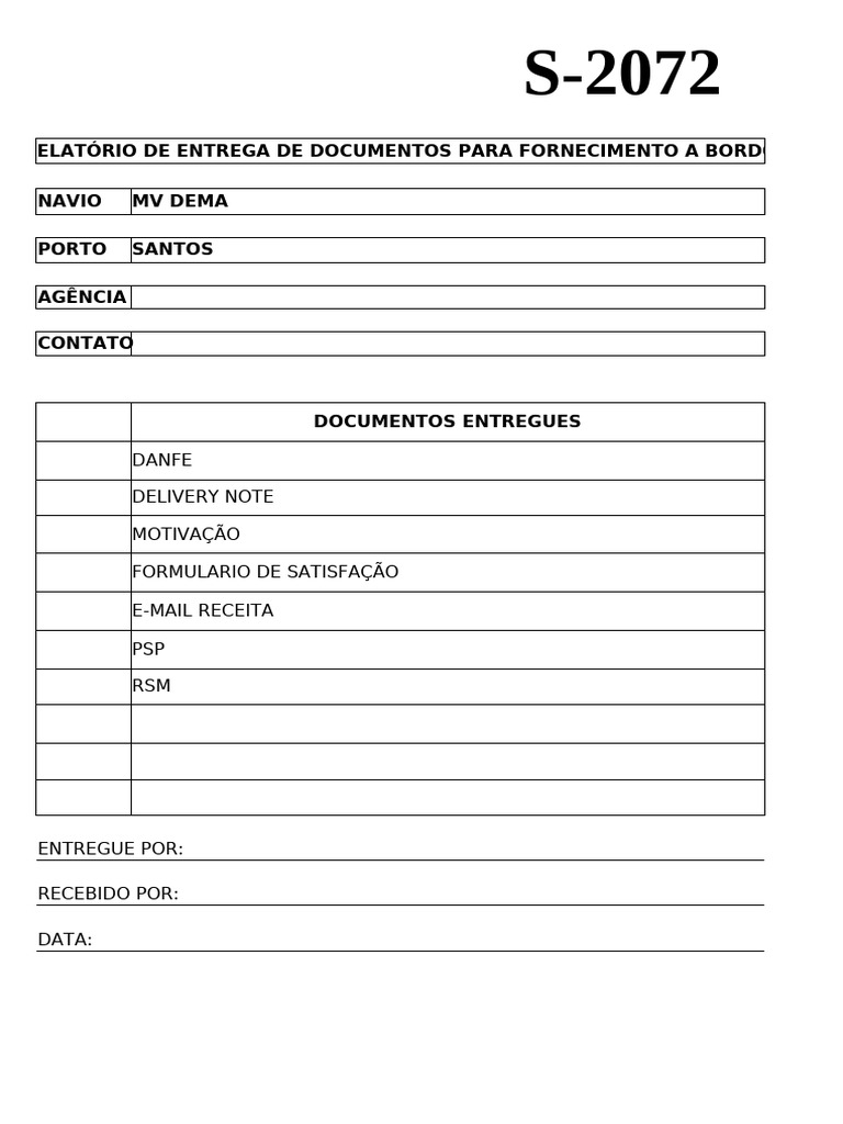 PROTOCOLO DE ENTREGA DE DOCS - MODELO | PDF