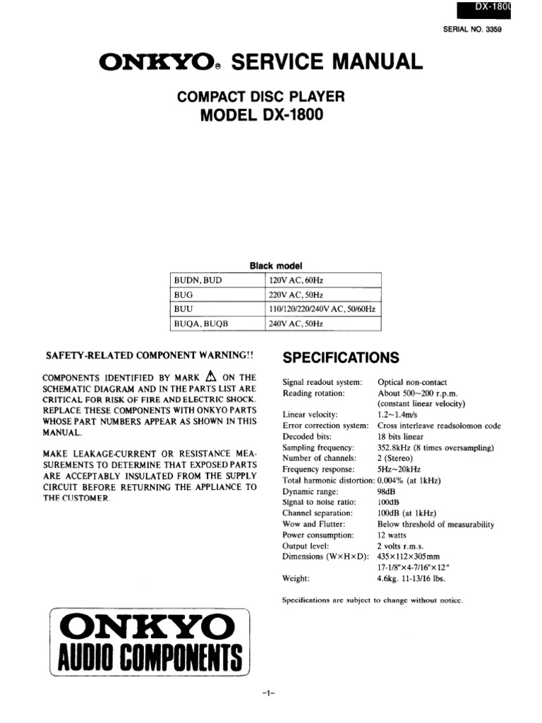 Onkyo DX-1800 | PDF