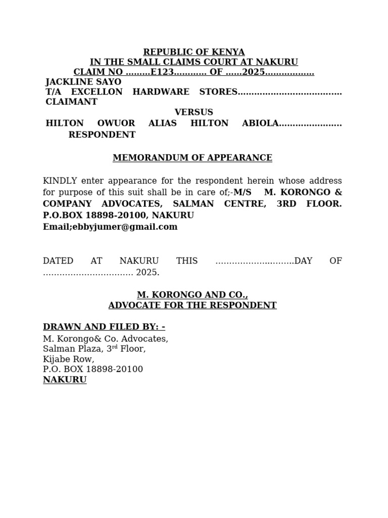 Memo of Appearance | PDF