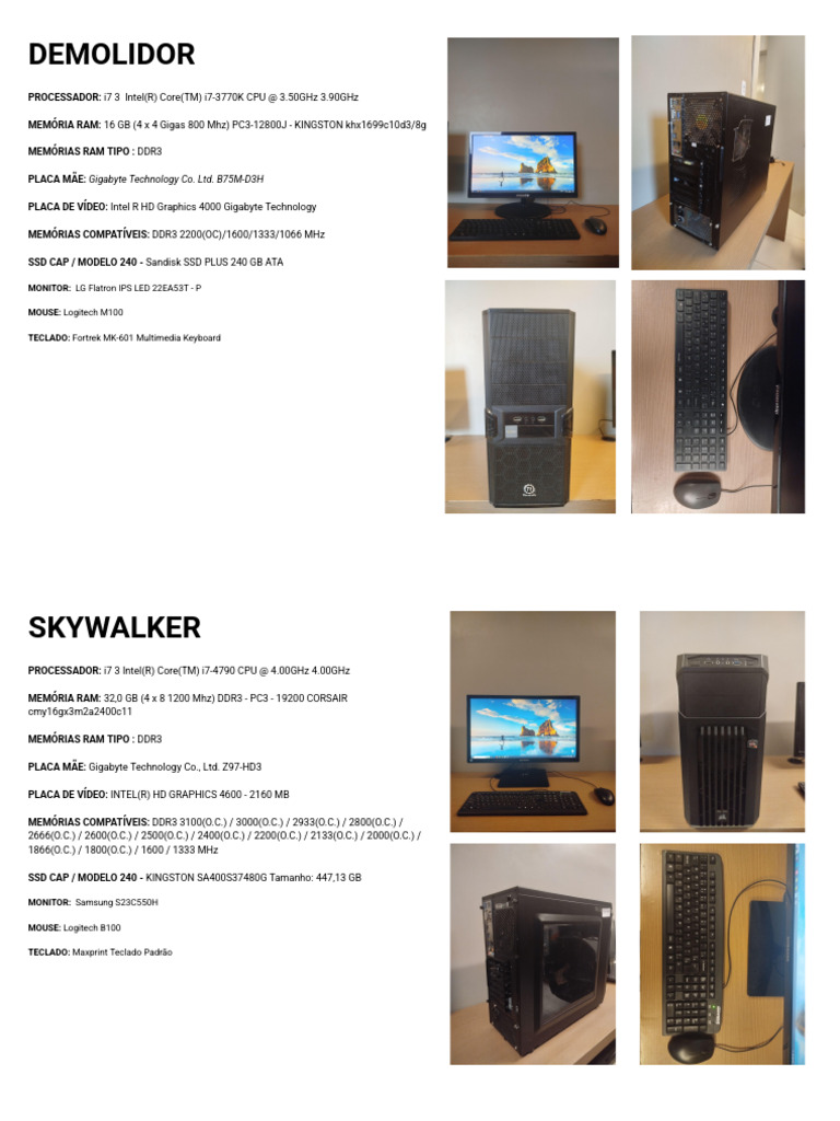 Lista de Computadores para Vender | PDF | Disco de estado sólido ...