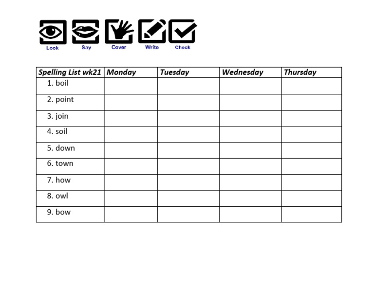 Spelling List Week 21 | PDF
