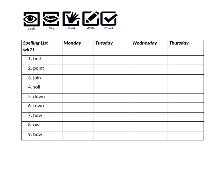 Spelling List Week 21 | PDF