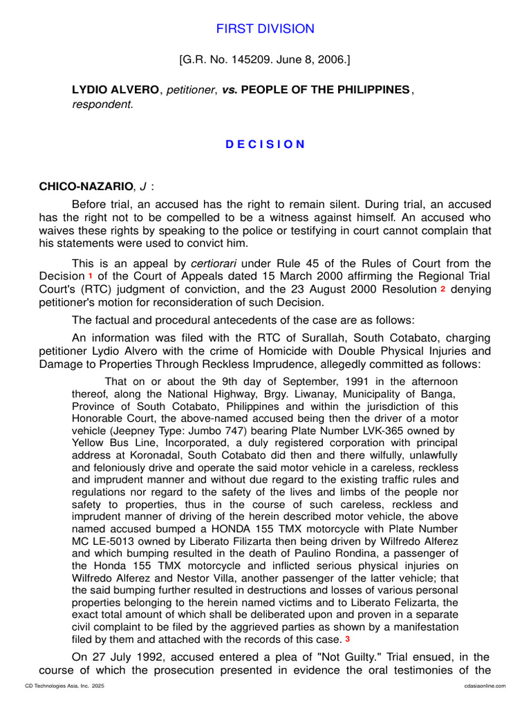 Alvero v. People | PDF | Burden Of Proof (Law) | Appellate Court