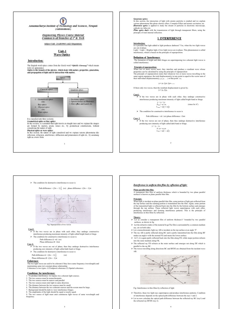 AK23 - Engineering Physics - 23ABS9903 - Course Material | PDF ...
