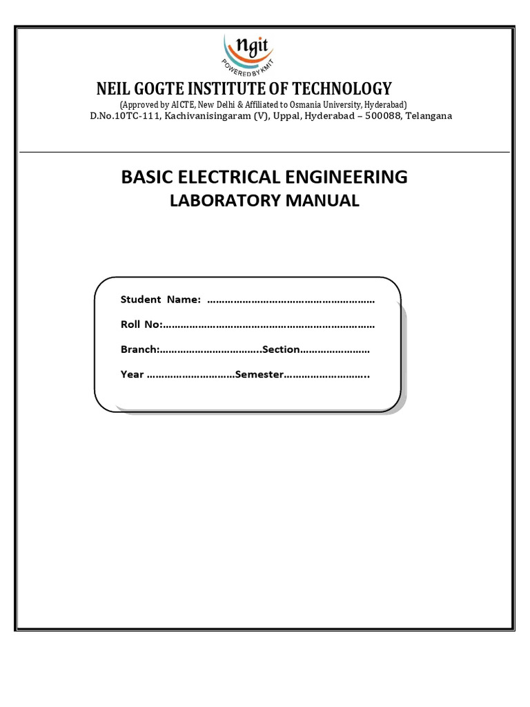 Bee Lab Manual Printed | PDF | Electric Motor | Voltage