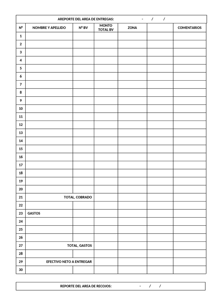 Reporte de Entregas y Recojos | PDF