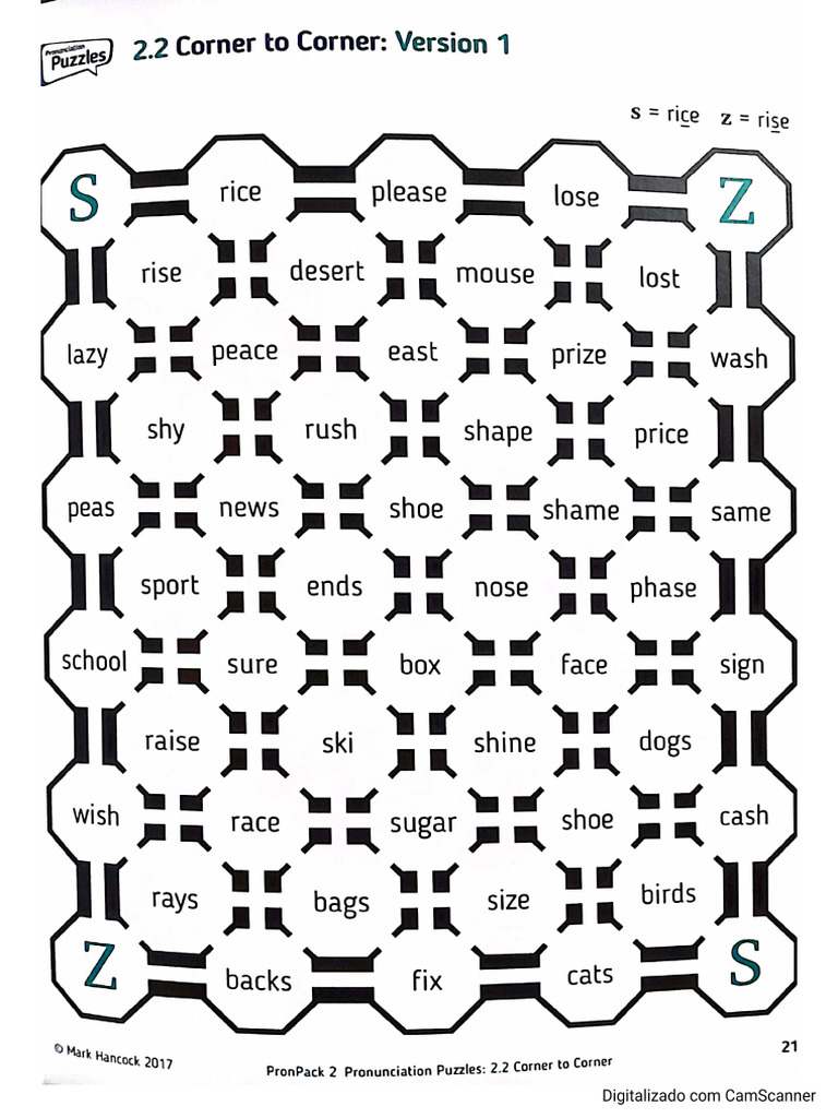 Pronunciation Maze - S and Z | PDF