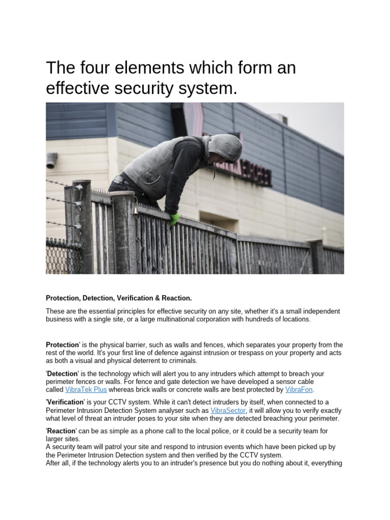 The Four Elements Which Form An Effective Security System | PDF | Closed Circuit Television