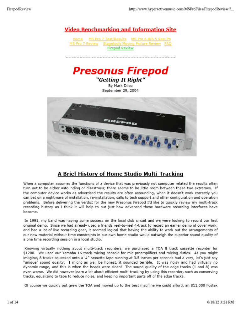 Hyperactive Music FirePod Review Sept04 | PDF | Sound Technology ...