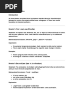 Newtons Laws of Motion Notes | PDF
