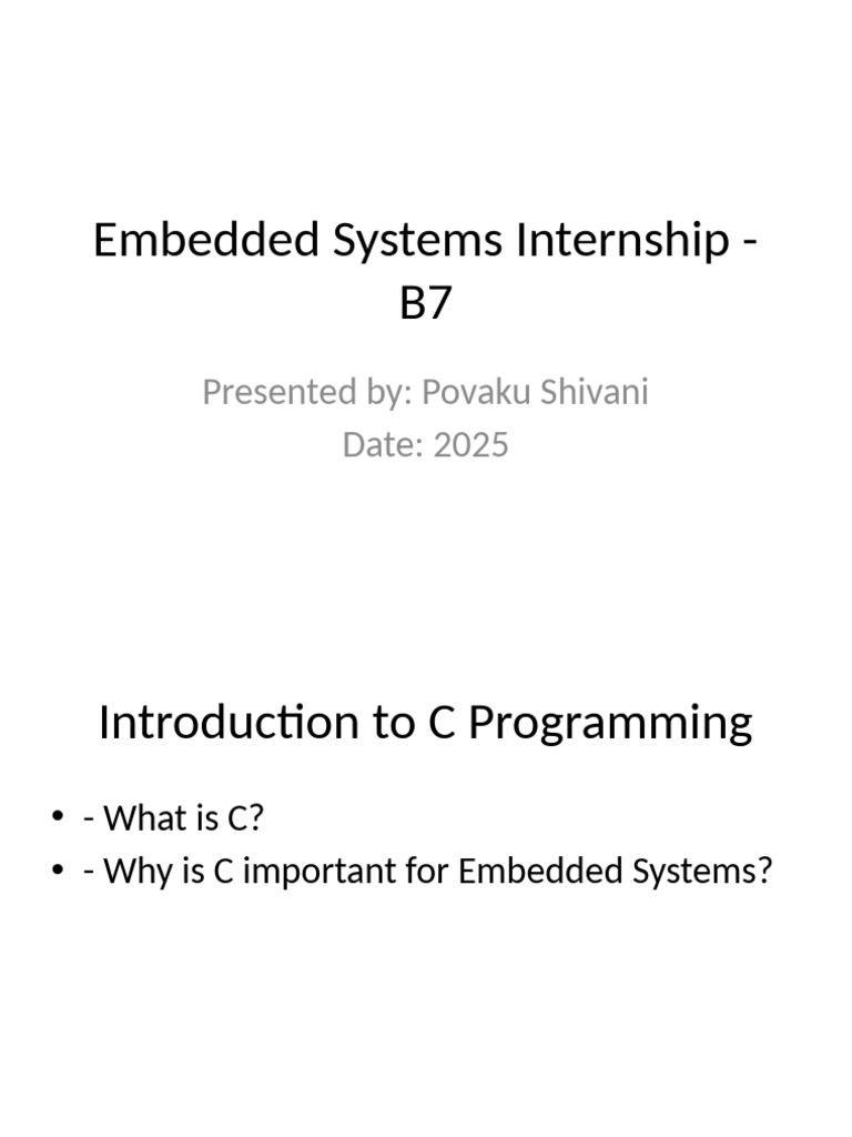 Embedded Systems Internship Presentation | PDF
