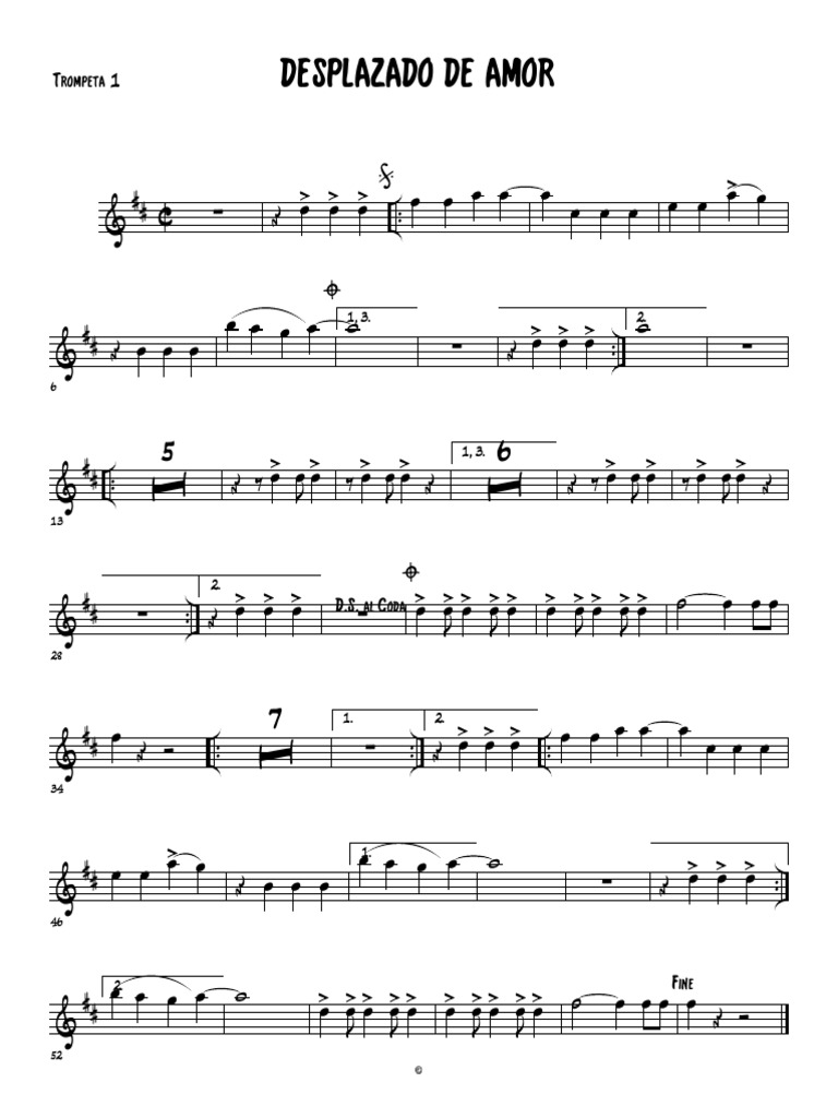 DESPLAZADO DE AMOR - Trumpet in BB 1 | PDF